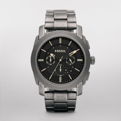 Fossil Machine Stainless Steel Watch Burnished Silver-tone | Quadeo