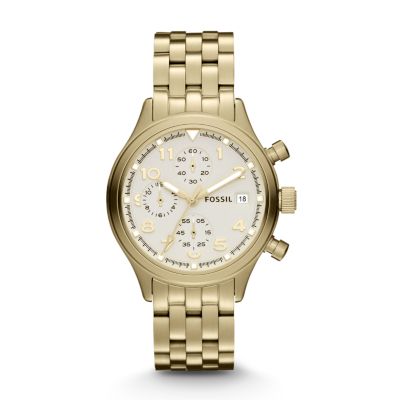 Fossil Compass Stainless Steel Watch Gold-tone | Quadeo